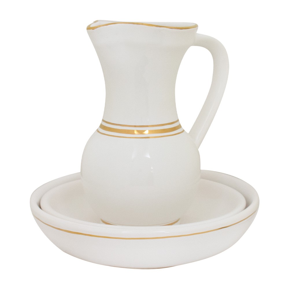 Brocca in ceramica con piatti dipinta a mano Myriam