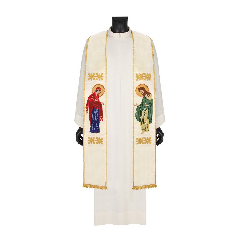 Stola sacerdotale in raso con frangia e agremano
