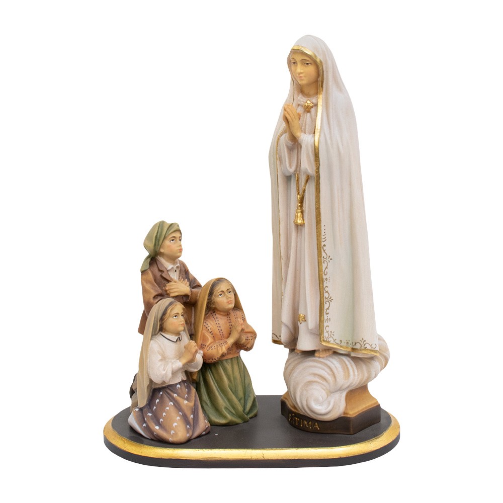 Statua gruppo apparizione di Fatima in legno Val Gardena | Myriam
